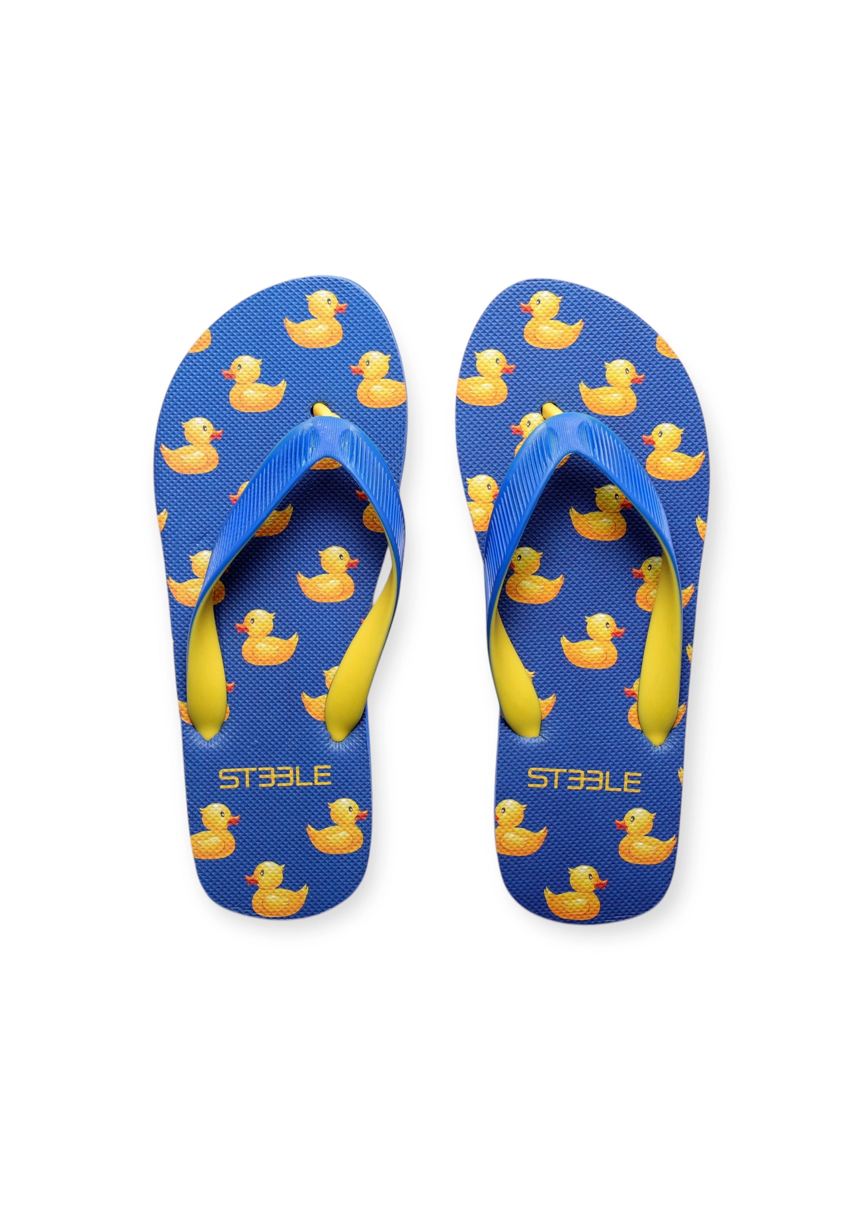 Royal/Yellow Rubber Ducks Printed Flips Flops