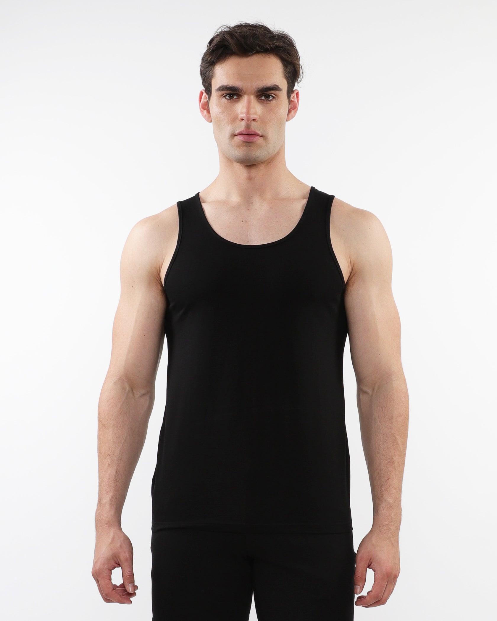 BLACK TRIANGLES LASER CUT STRETCH JERSEY TANKS ST-20052