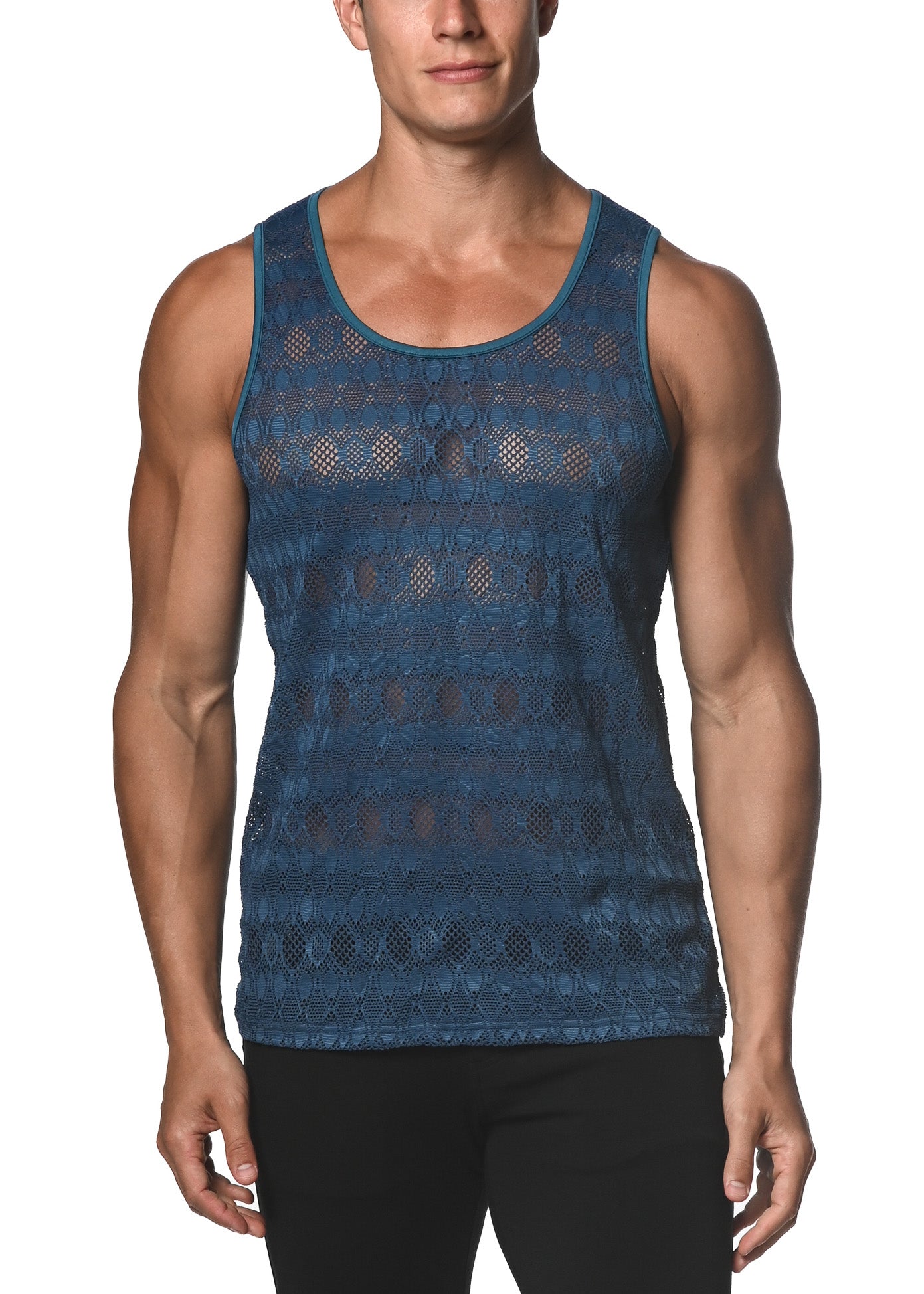 STAR SAPPHIRE OVAL STRETCH GOSSAMER LACE TANK TOP ST-25002