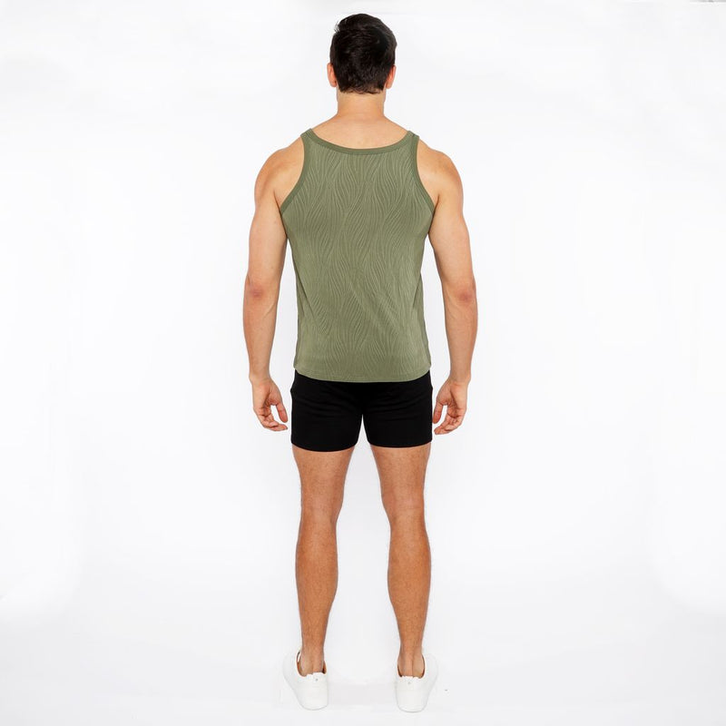 CELADON VEINS STRETCH TEXTURED KNIT TANK TOP ST-11128